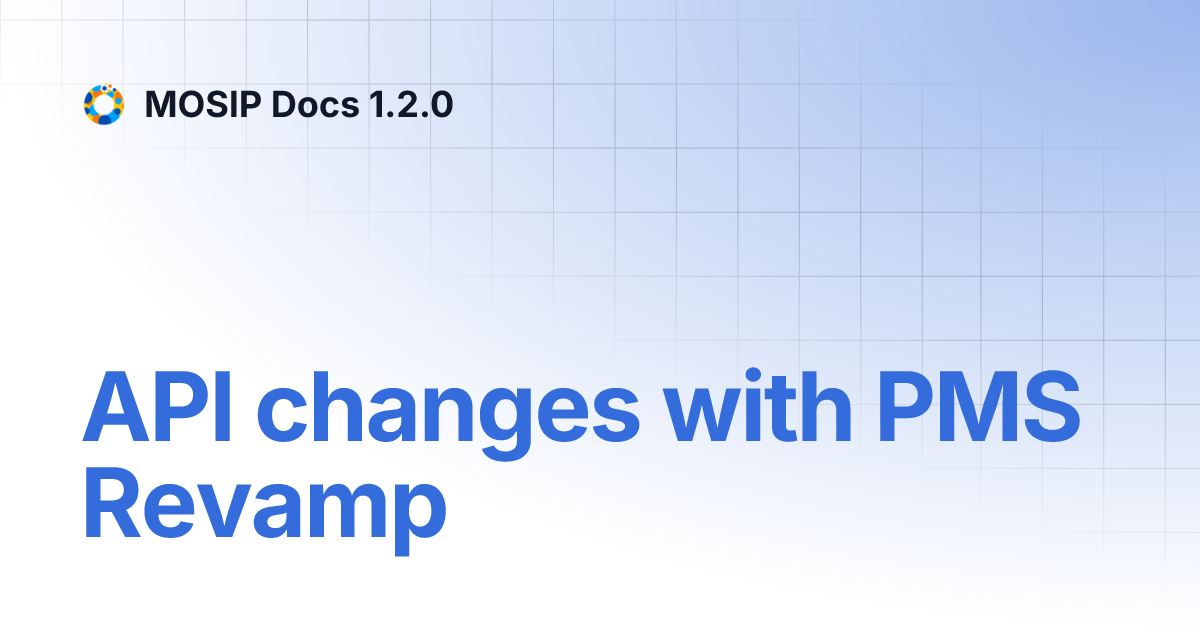 API changes with PMS Revamp | MOSIP Docs 1.2.0